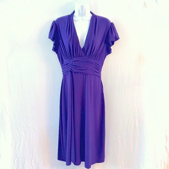 Evan Picone | Dresses | Evan Picone Deep V Neck Purple Dress Size 2 ...